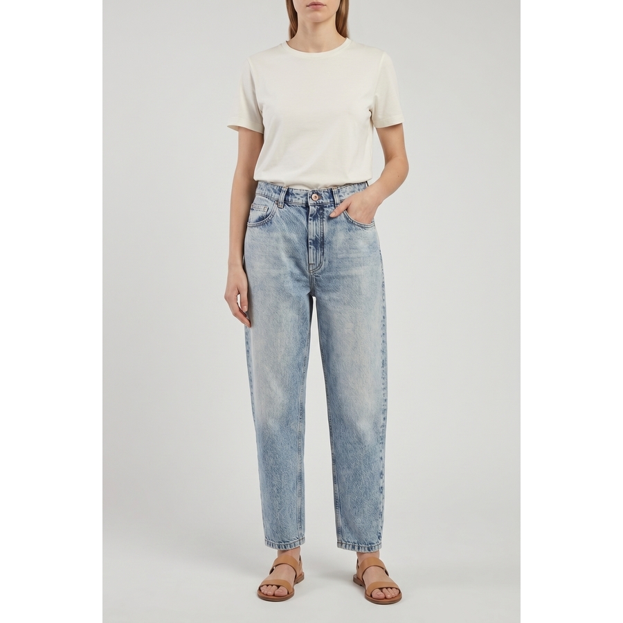 Brunello Cucinelli Light Blue Relaxed Trousers, Brand Size 42 (US Size ...