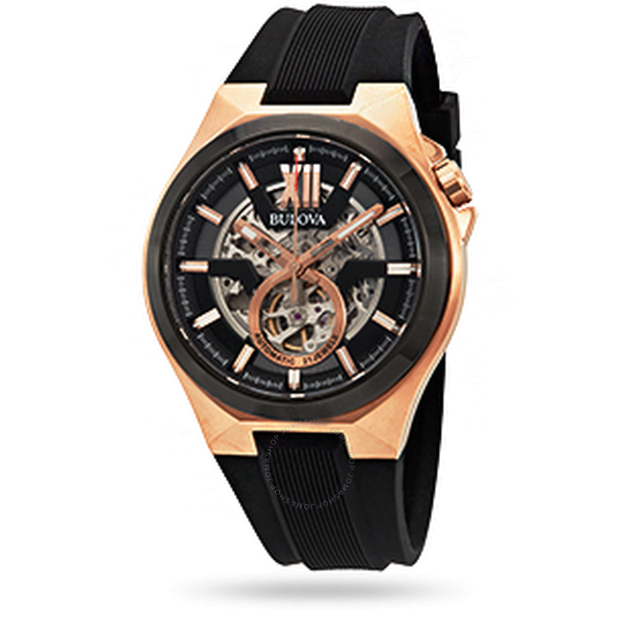 Bulova Classic Automatic Black Dial Black Silicone Men's Watch 98A177 ...