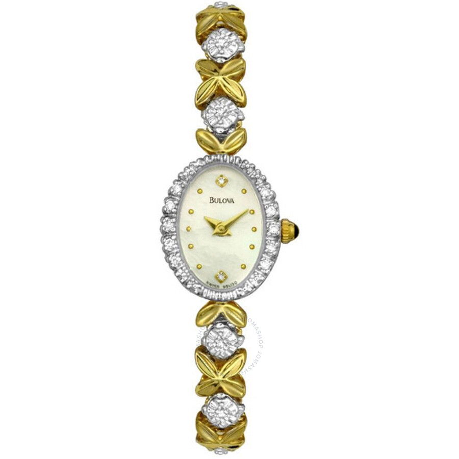 Bulova 14kt Yellow Gold 10 Diamond Ladies Watch 95U31 0042429407374 ...