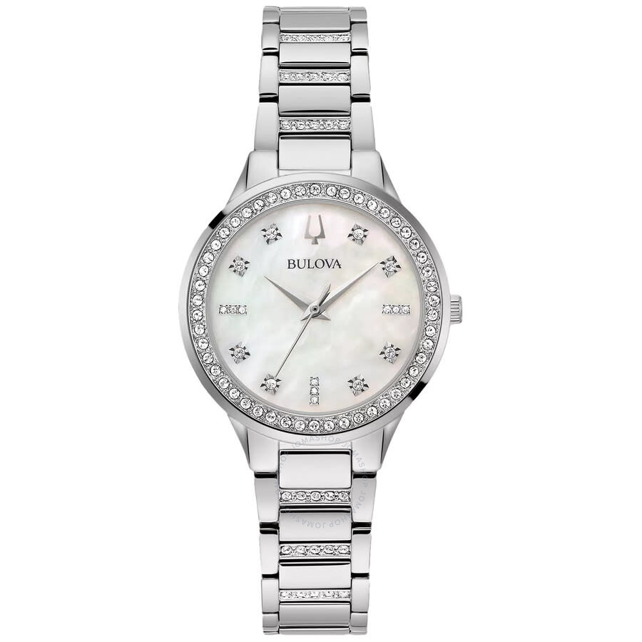 Bulova Classic Quartz Crystal White Dial Ladies Watch 96X162 - Watches ...