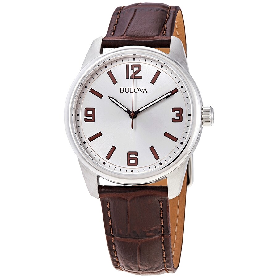Bulova Classic Quartz Silver Dial Men's Leather Watch 96A153 ...
