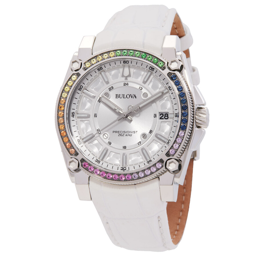 Bulova Icon Diamond Precisionist Silver Dial Ladies Watch 96J124 ...