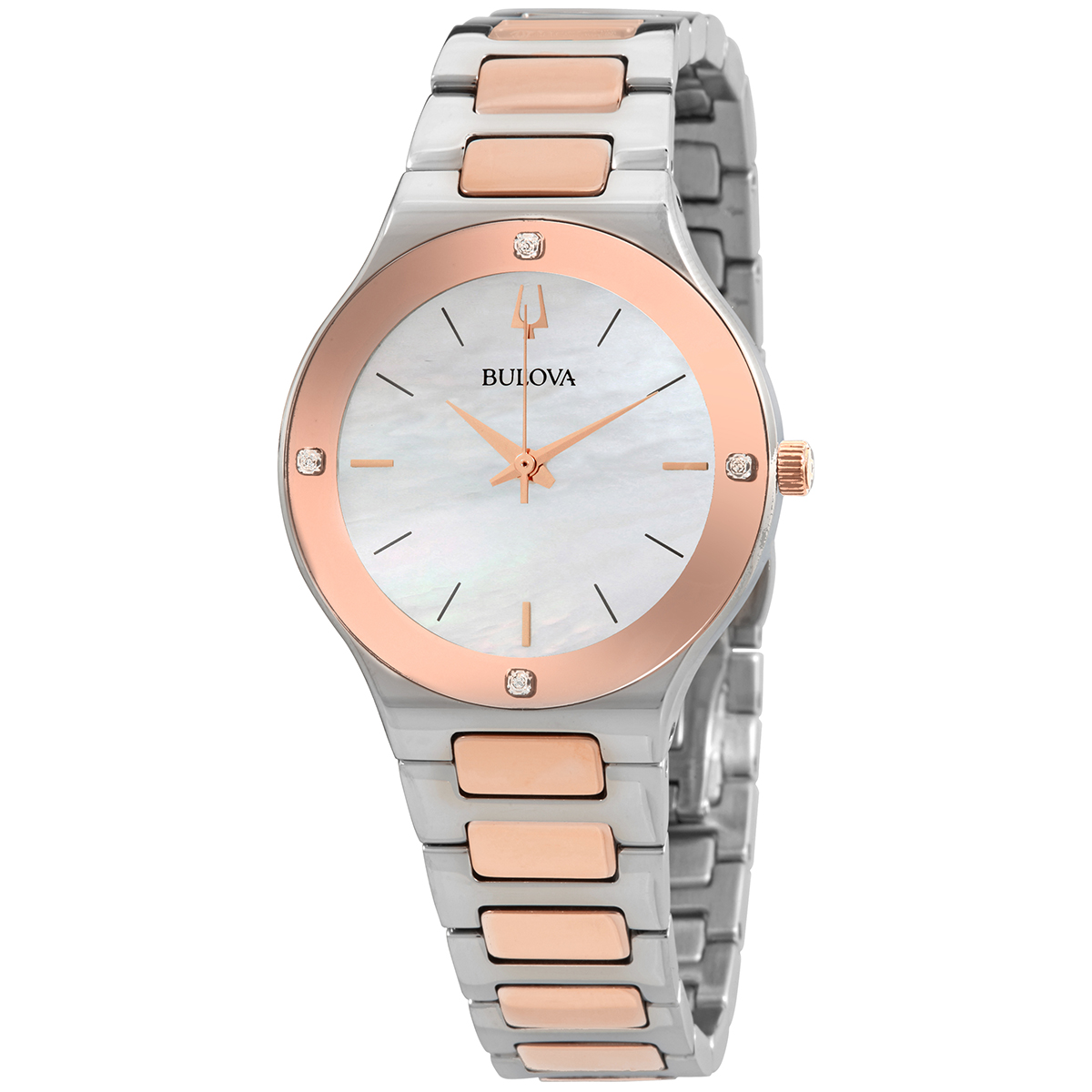 Bulova Quartz Diamond Mother of Pearl Dial Ladies Watch 98R274 ...