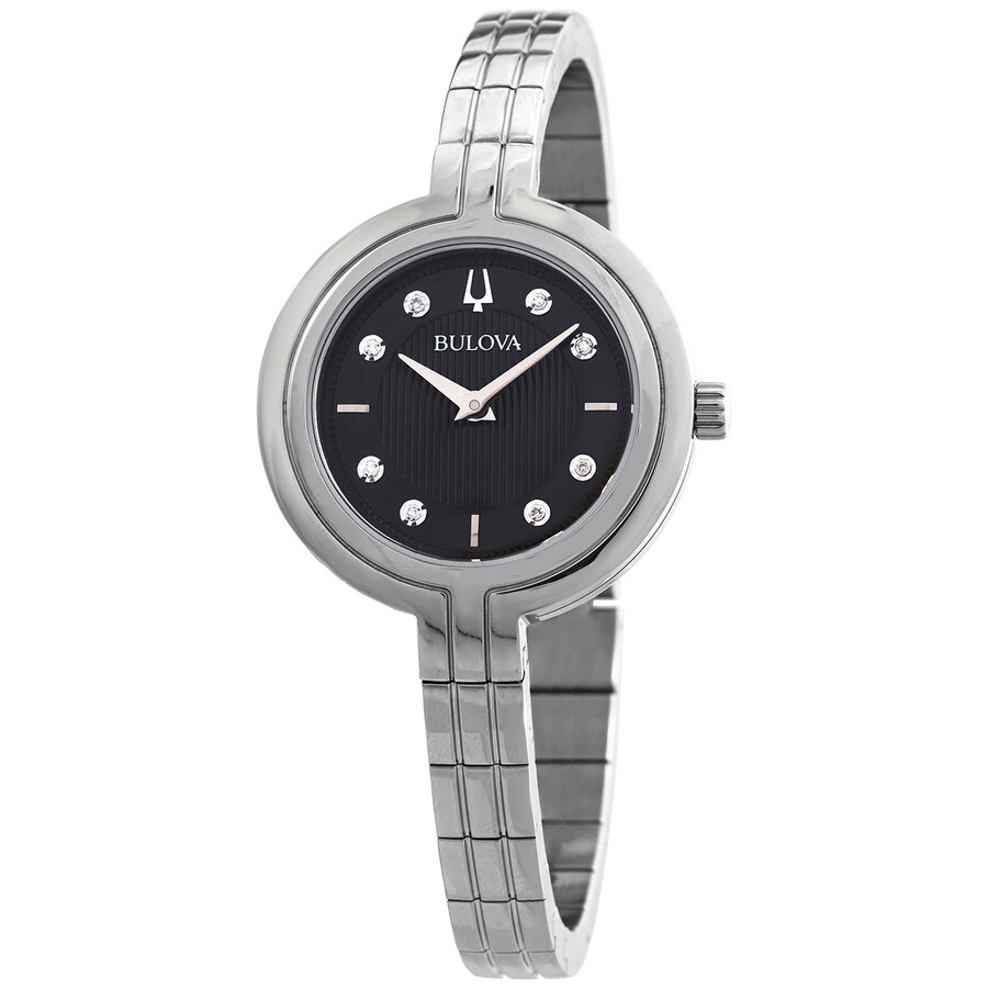 Bulova Rhapsody Quartz Diamond Black Dial Ladies Watch 96P215 ...