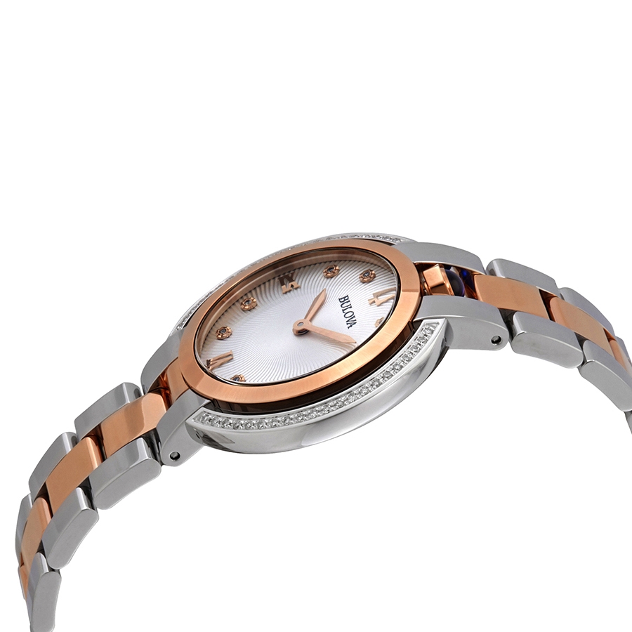Bulova Rubaiyat Silver Diamond Dial Two-tone Ladies Watch 98R247 ...