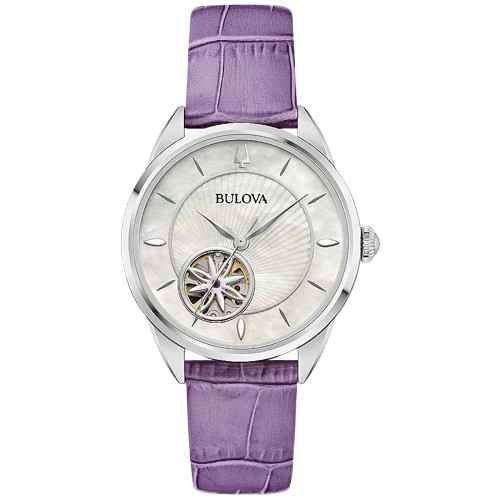 Bulova Sutton Automatic Floral Open Heart Dial Ladies Watch 96L339 ...