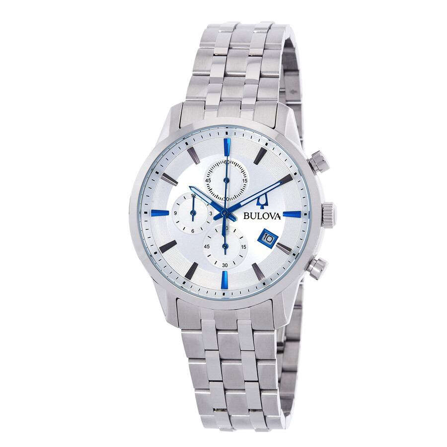 Bulova Sutton Chronograph Quartz Silver Dial Men's Watch 96B404 ...