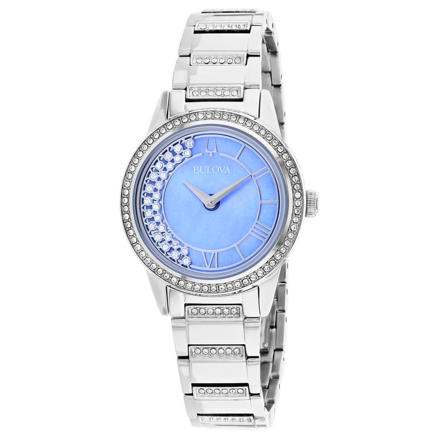 Bulova Turnstyle Mother of Pearl Dial Ladies Watch 96L260 042429561014 ...
