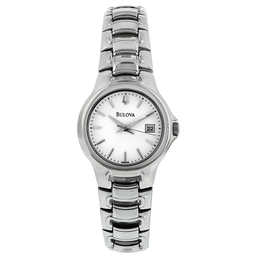 Bulova White Dial Stainless Steel Ladies Watch 96M000 0042429436619 ...