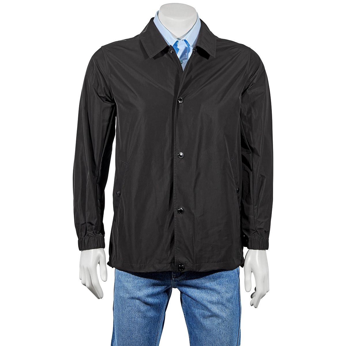 Burberry Black Astley Tape Print Buttoned Jacket, Brand Size 52 (US ...