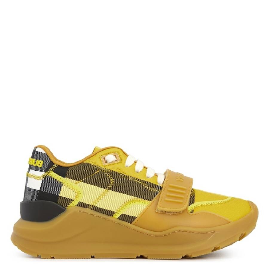 Burberry Bright Yellow Check Ramsey Low-Top Sneakers, Brand Size 37 ...