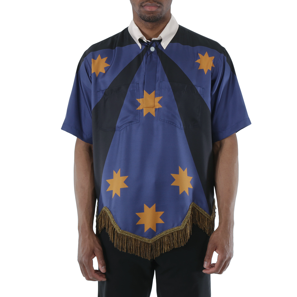 Burberry Bullion Fringing Geometric Print Silk Tunic Shirt, Size Small ...