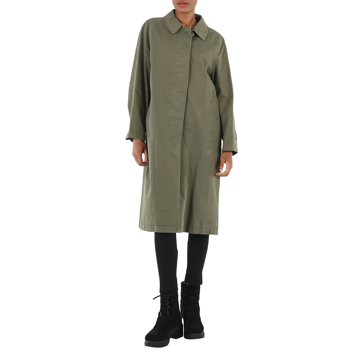Burberry Camden Dark Fern Green Single-Breasted Car Coat, Brand Size 10 ...