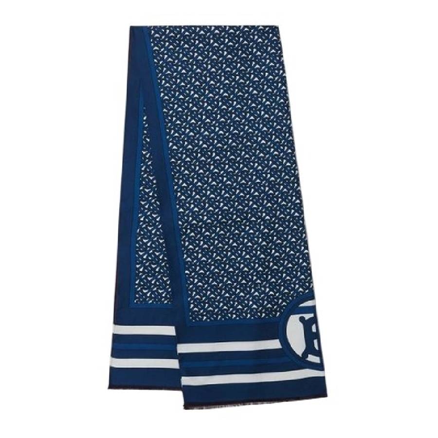 Burberry Cerulean Blue Reversible Monogram-Print Scarf 8039620 ...