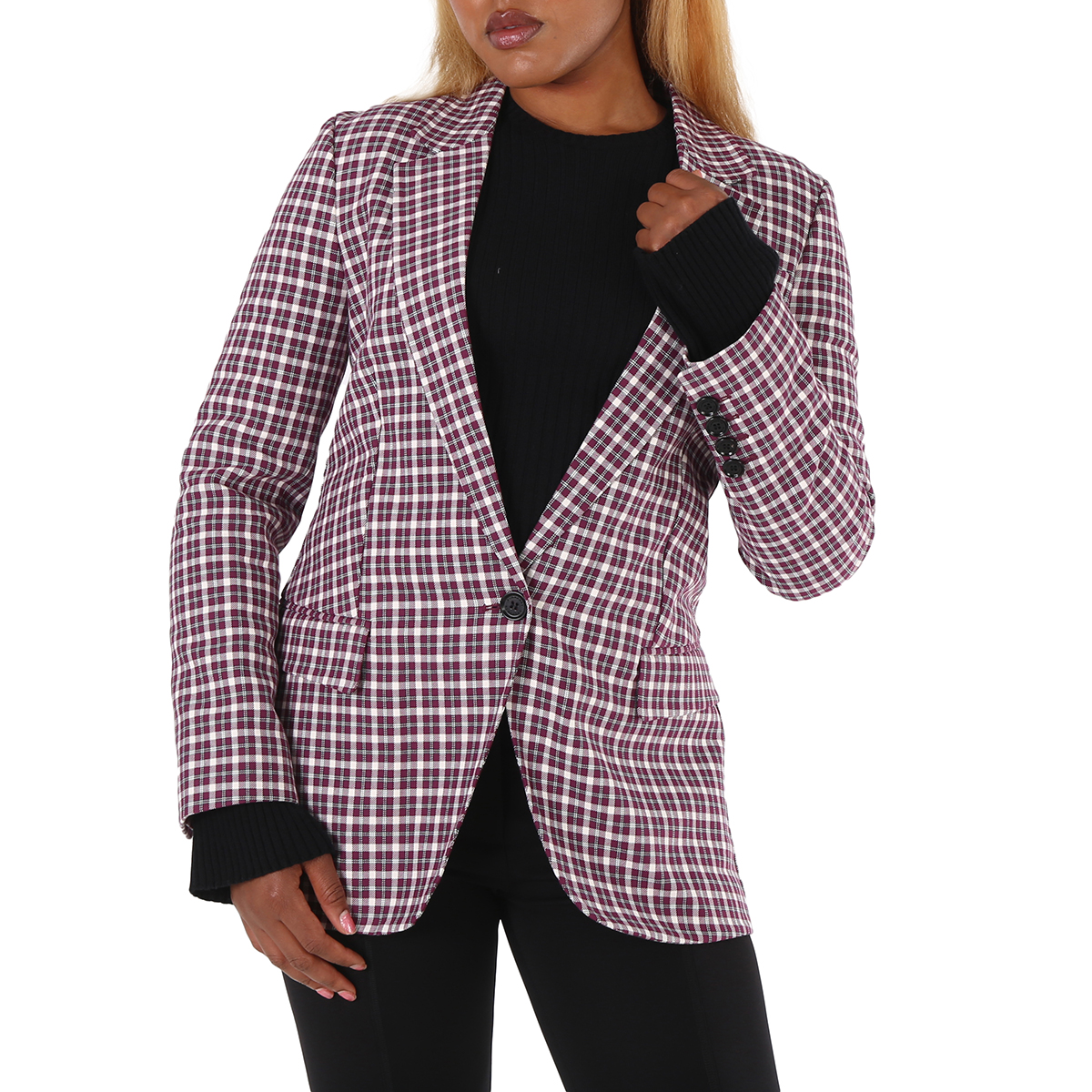 Burberry Check Cotton Blazer Jacket, Brand Size 4 (US Size 2) 4072646 ...