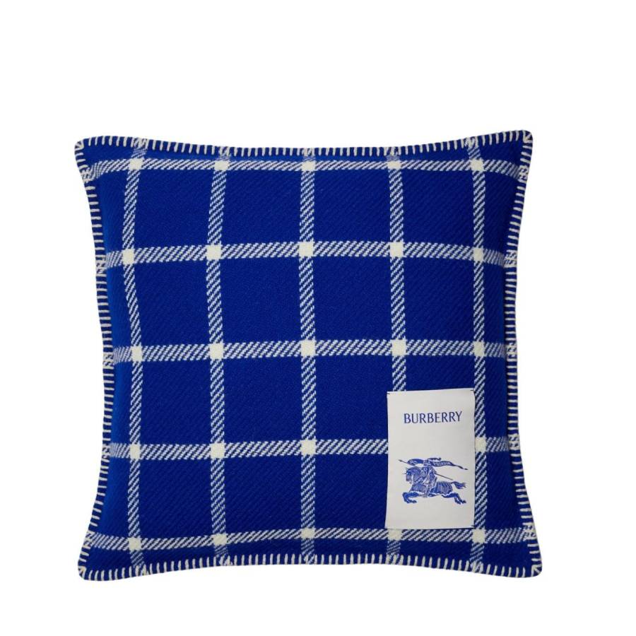 Burberry Check Logo-Patch Padded Wool Throw Cushion 8073743 ...