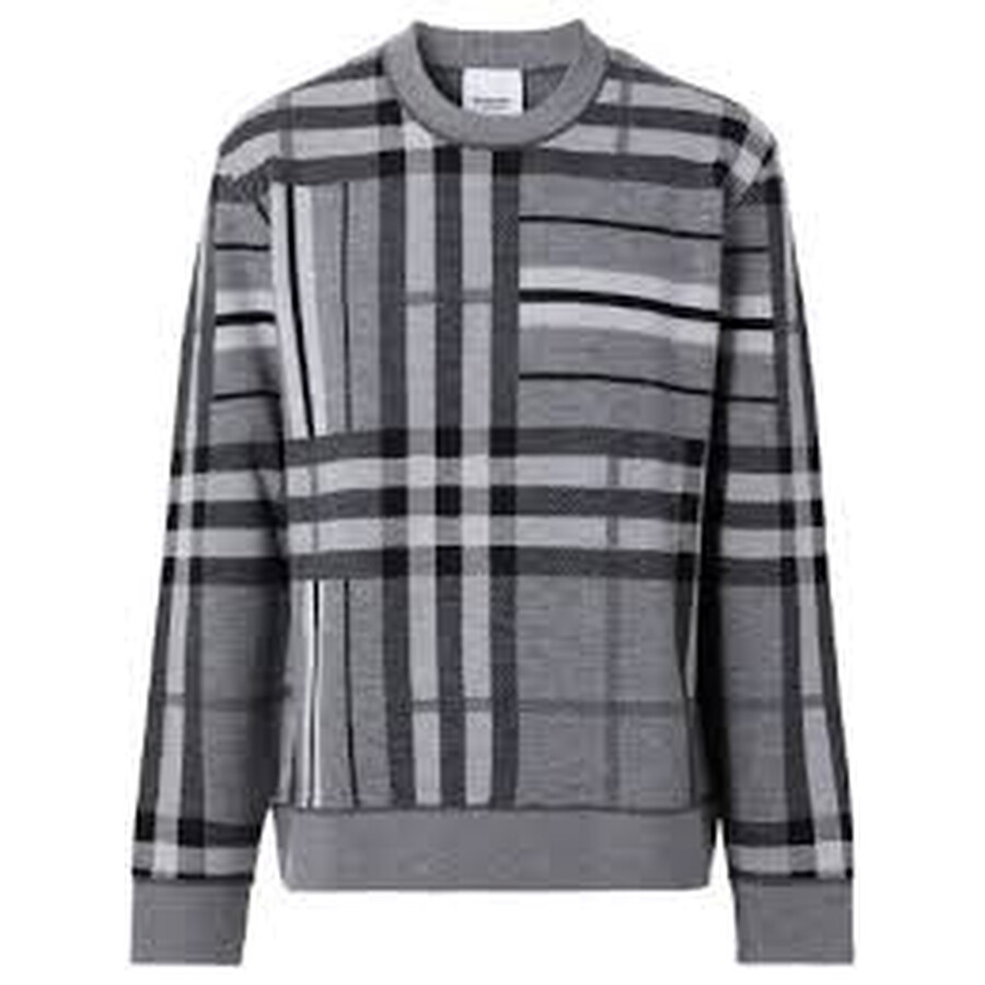 Burberry Check-Pattern Wool-Silk Sweater, Size Large 8050912 ...