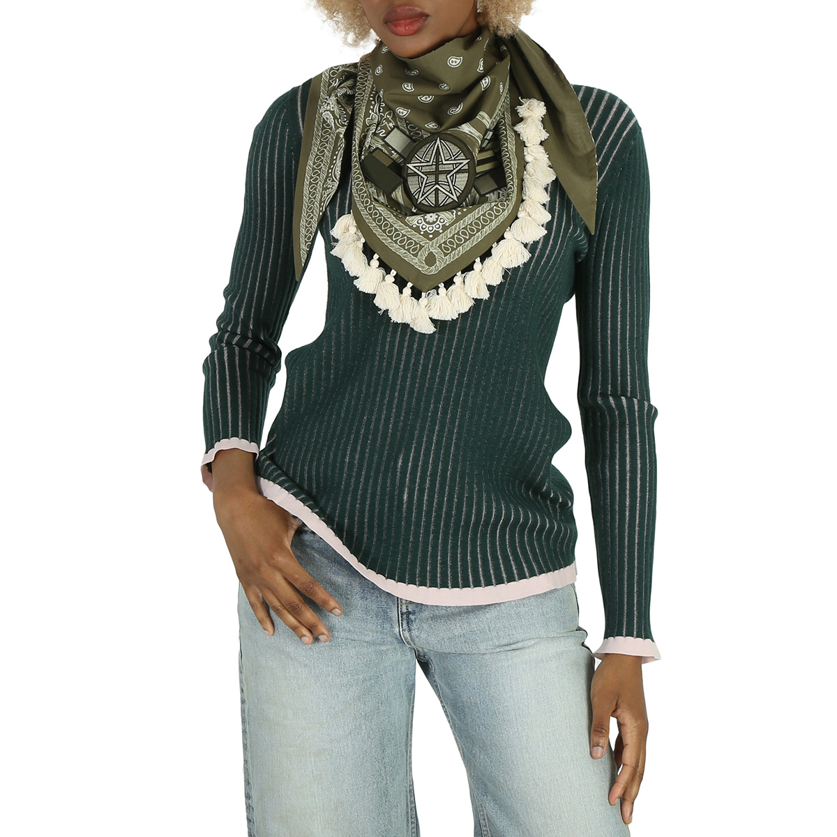 Burberry Dark Fern Green Badge Bandana Scarf Apparel - Fado.vn
