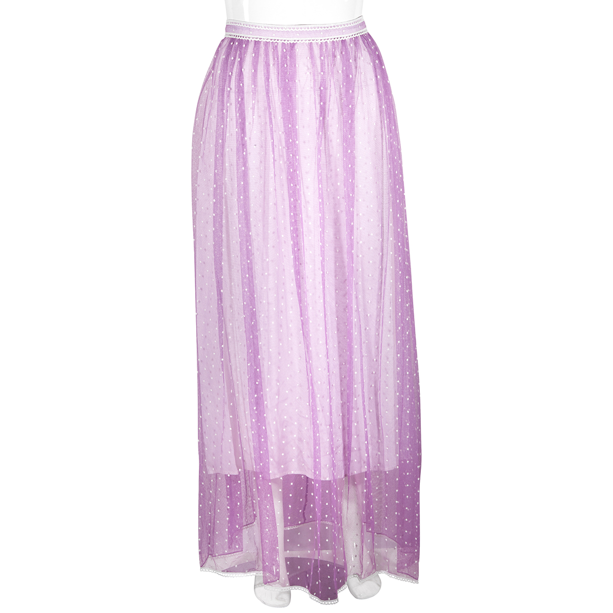 Burberry Floor-length Flocked Cotton Tulle Skirt In Lilac / White In ...