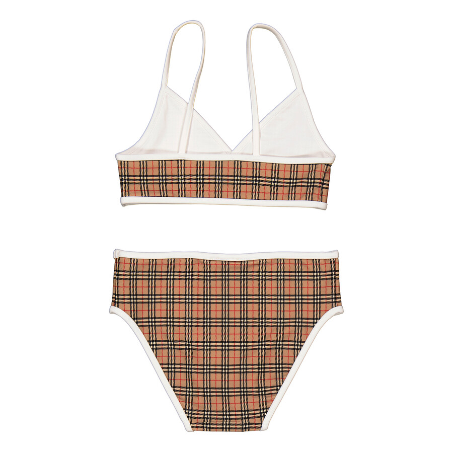 Burberry Kids' Girls Archive Beige Crosby Vintage Check Two-piece Swimsuit | ModeSens