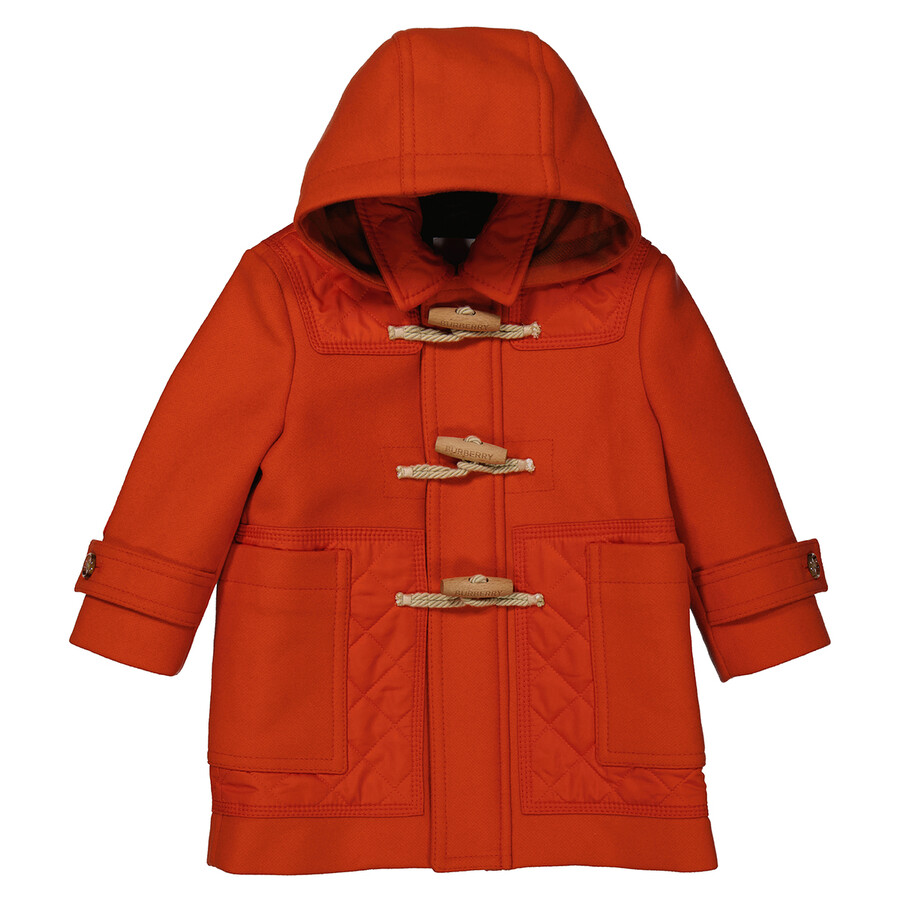Burberry Girls Tangerine Diamond Quilted Panel Duffle Coat, Size 8Y ...