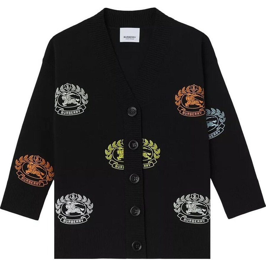 Burberry Kids Sidney Crest-Print Wool Blend Cardigan, Size 8Y 8063452 ...