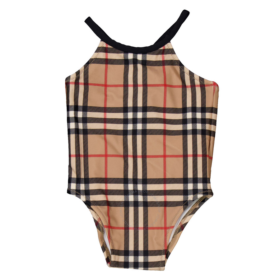 Burberry Babies' Kids Vintage Check Swimsuit In Brown | ModeSens