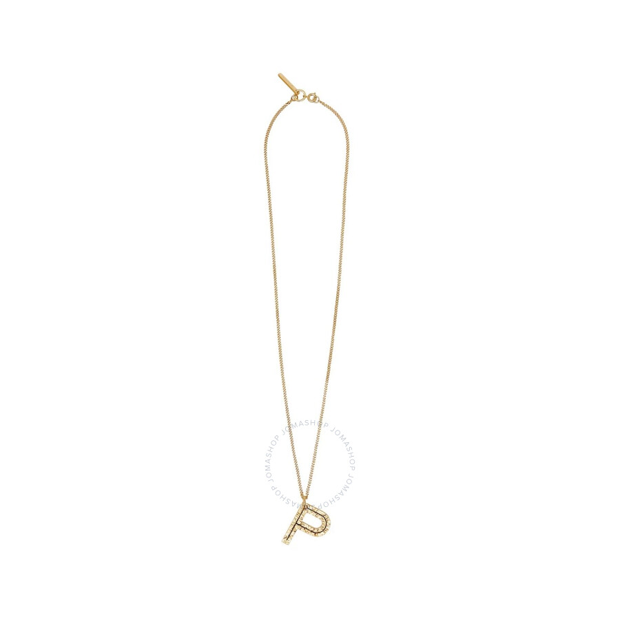 Burberry Ladies Alphabet P Charm Gold Plate Necklace 8023621 5045621019708 Jewelry Ladies Jewelry Jomashop