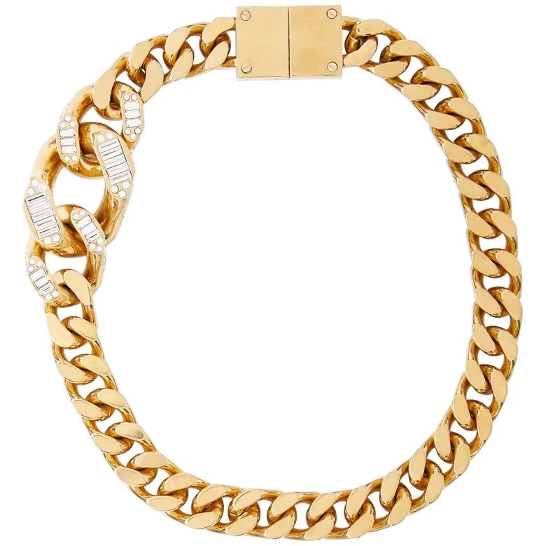 Burberry Ladies Antique Gold Crystal Detail Gold-Plated Chain-Link ...
