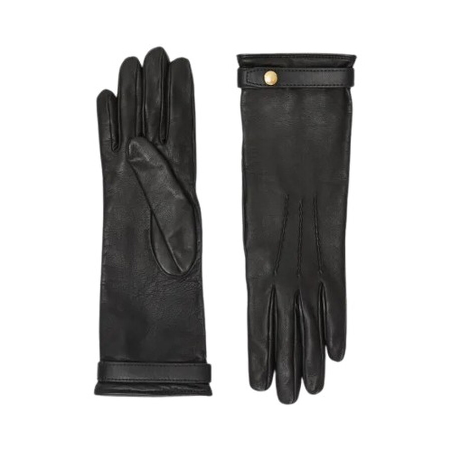 Burberry Ladies Black Silk Lined Lambskin String Gloves, Brand Size 7.5 ...