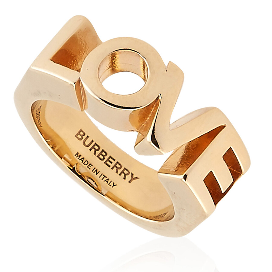 Burberry Ladies Light Gold Gold-Plated Love Ring, Size Small 8049809 ...