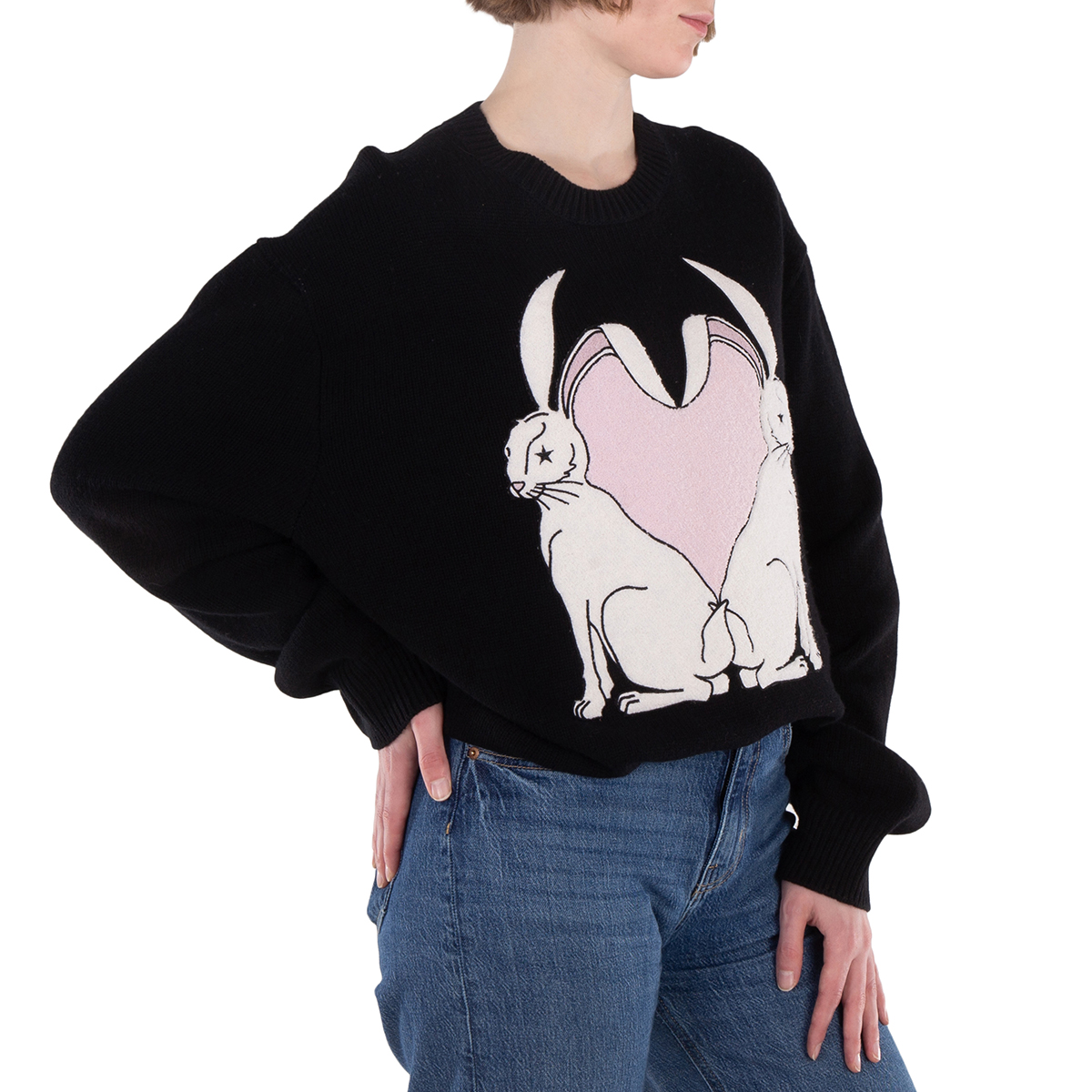 Burberry Ladies Robynn Intarsia Wool Rabbit Print Sweater, Size X-Large ...