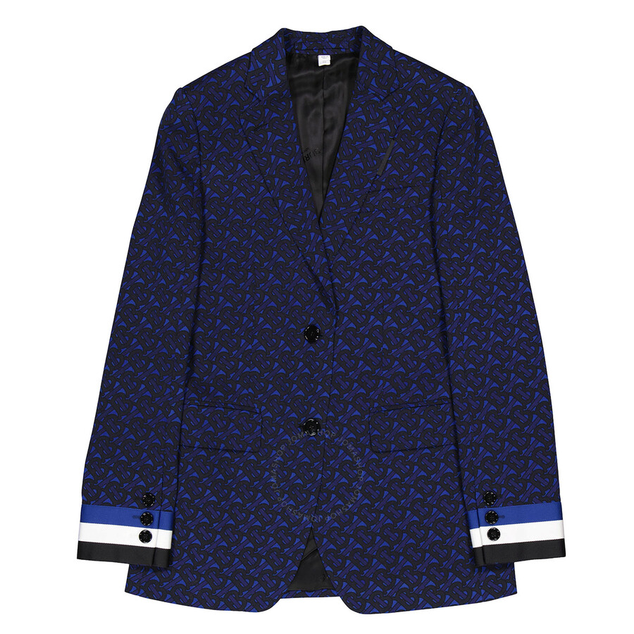 Burberry Ladies Sidon Deep Royal Blue Monogram-Print Jacket, Brand Size 4 (US Size 2) 8048660 ...