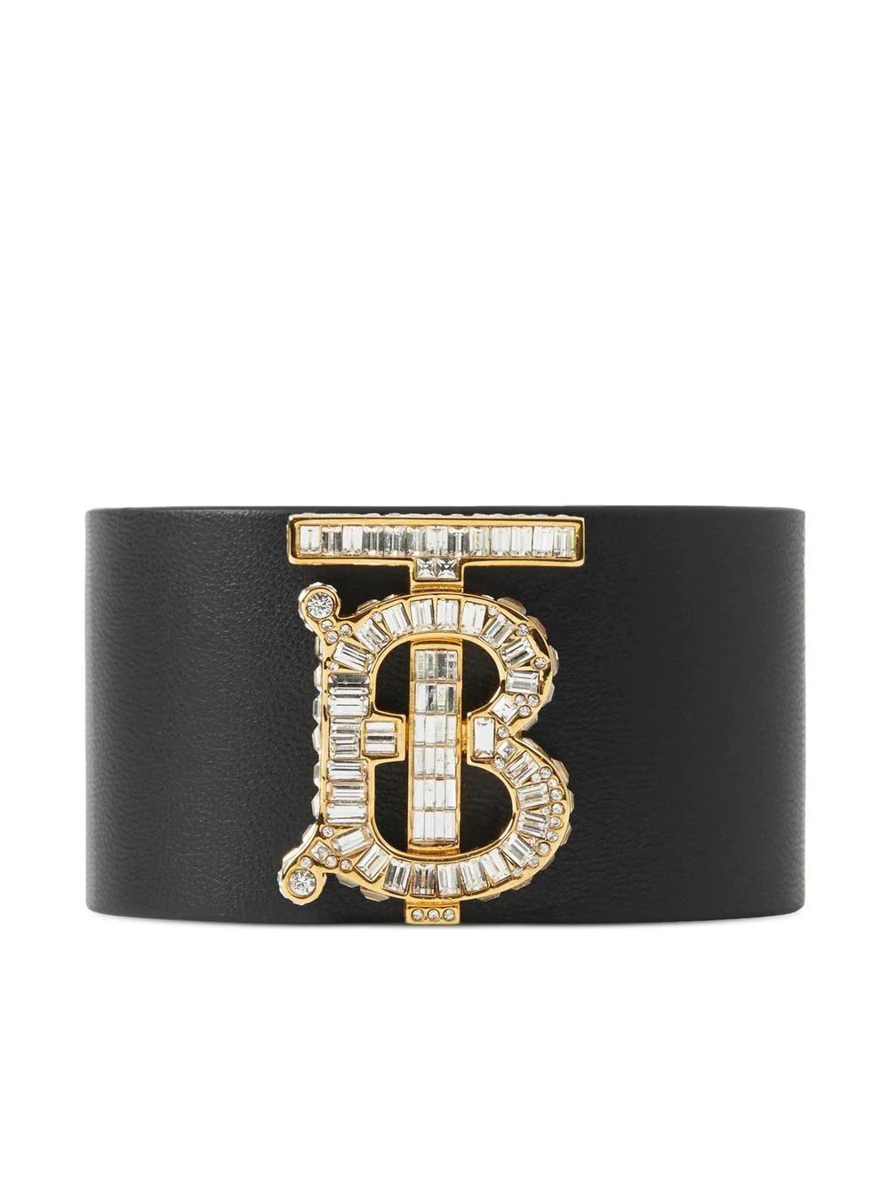 Burberry Ladies TB Crystal Pave Monogram Leather Cuff 8064319 ...