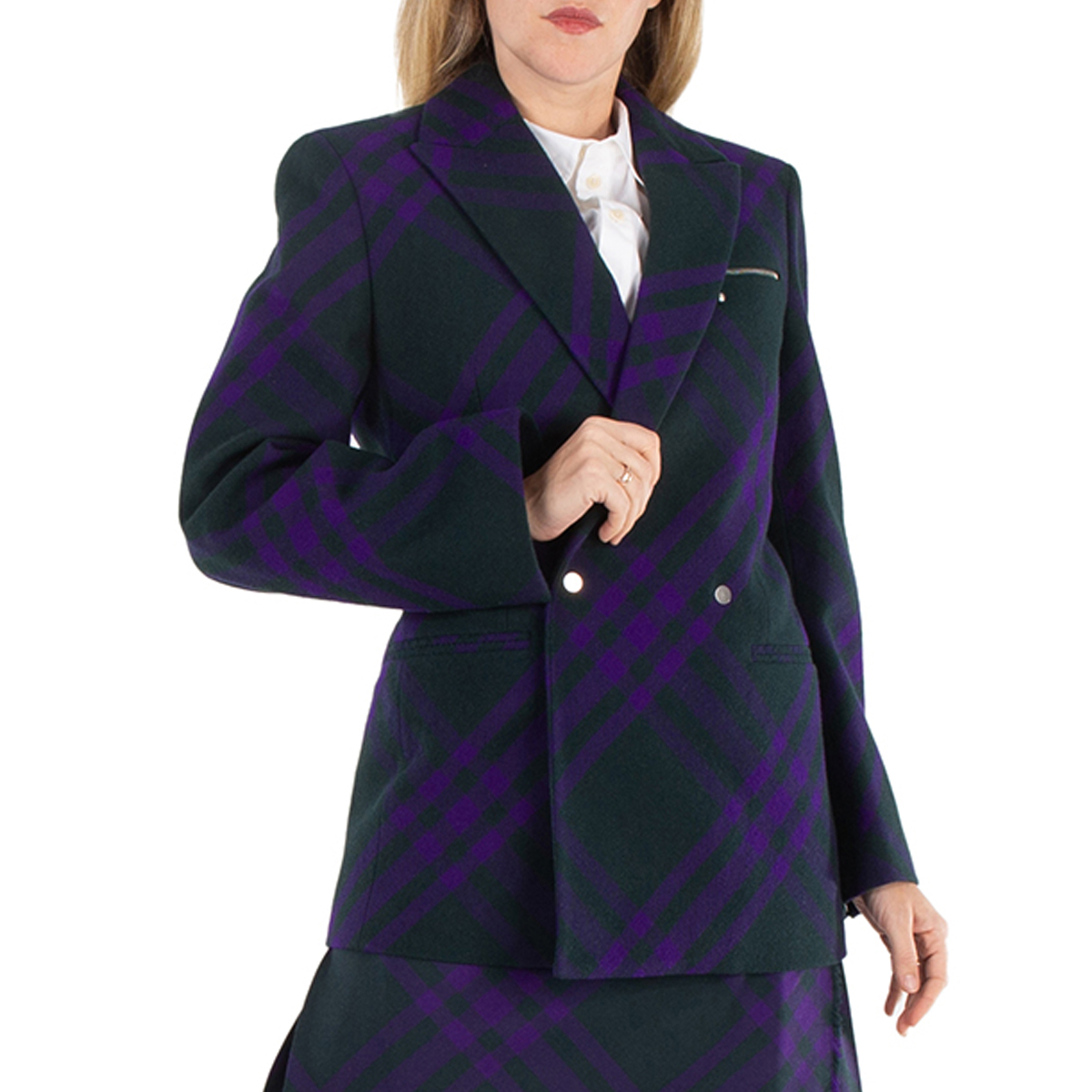 Burberry Ladies Wool Check Print Blazer, Brand Size 2 (US Size 0 ...