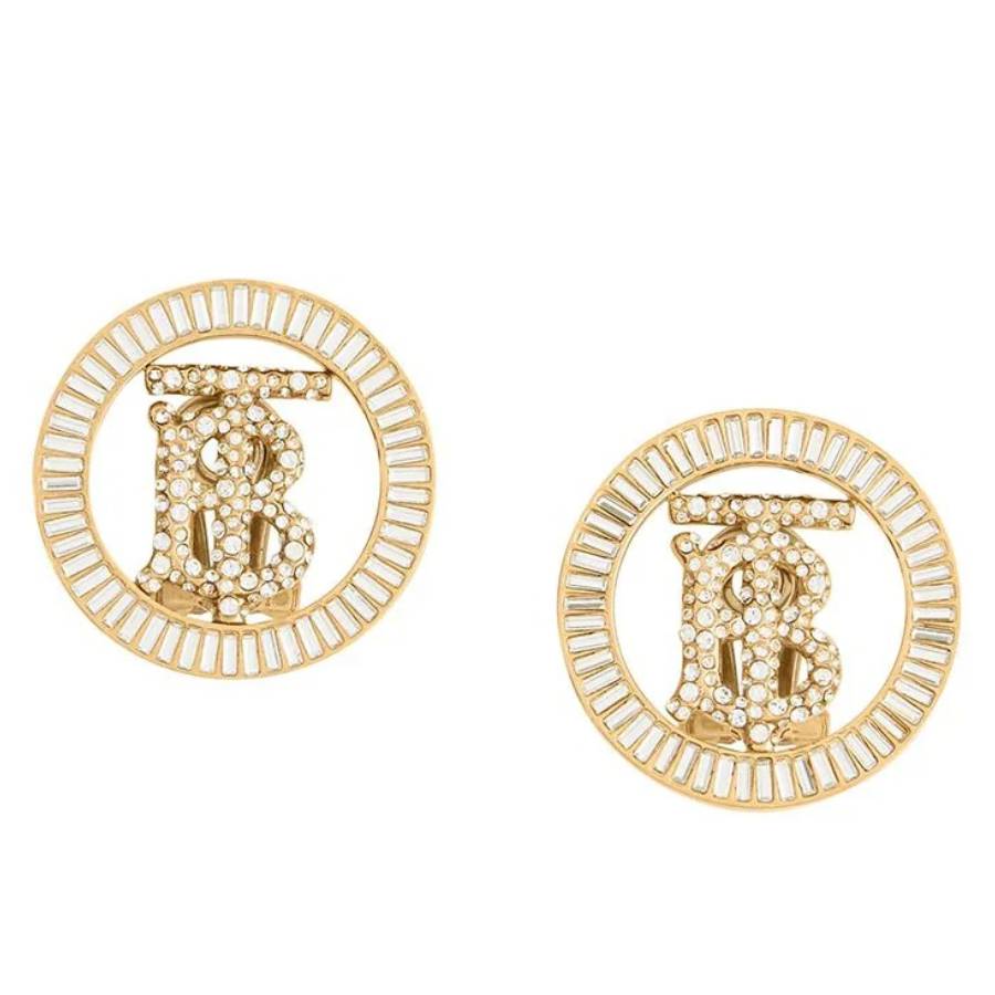 Burberry Light Gold Crystal Monogram Motif Earring 8026948 ...