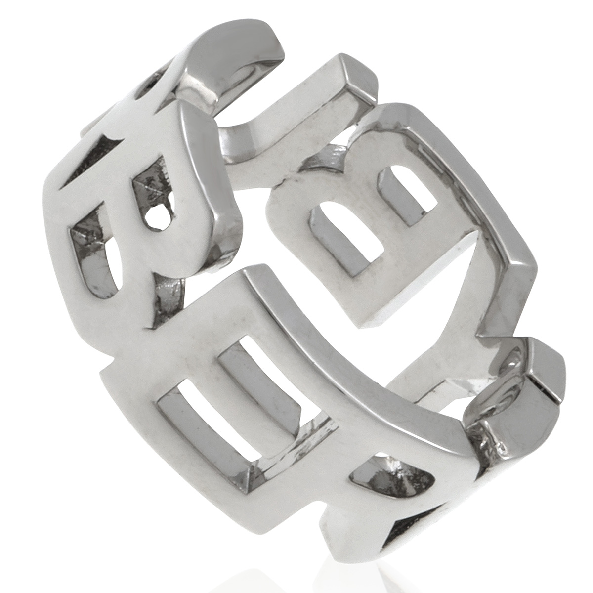 Burberry Logo Detailed Palladium Ring, Size Large 8067625 5045701235011 ...