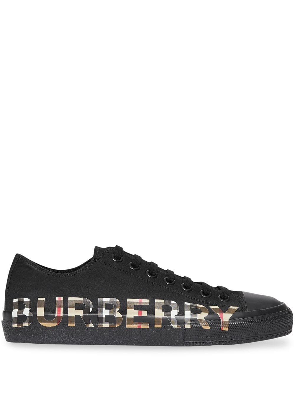 Burberry Men's Black Checked Logo Print Sneakers, Brand Size 44 ( US ...