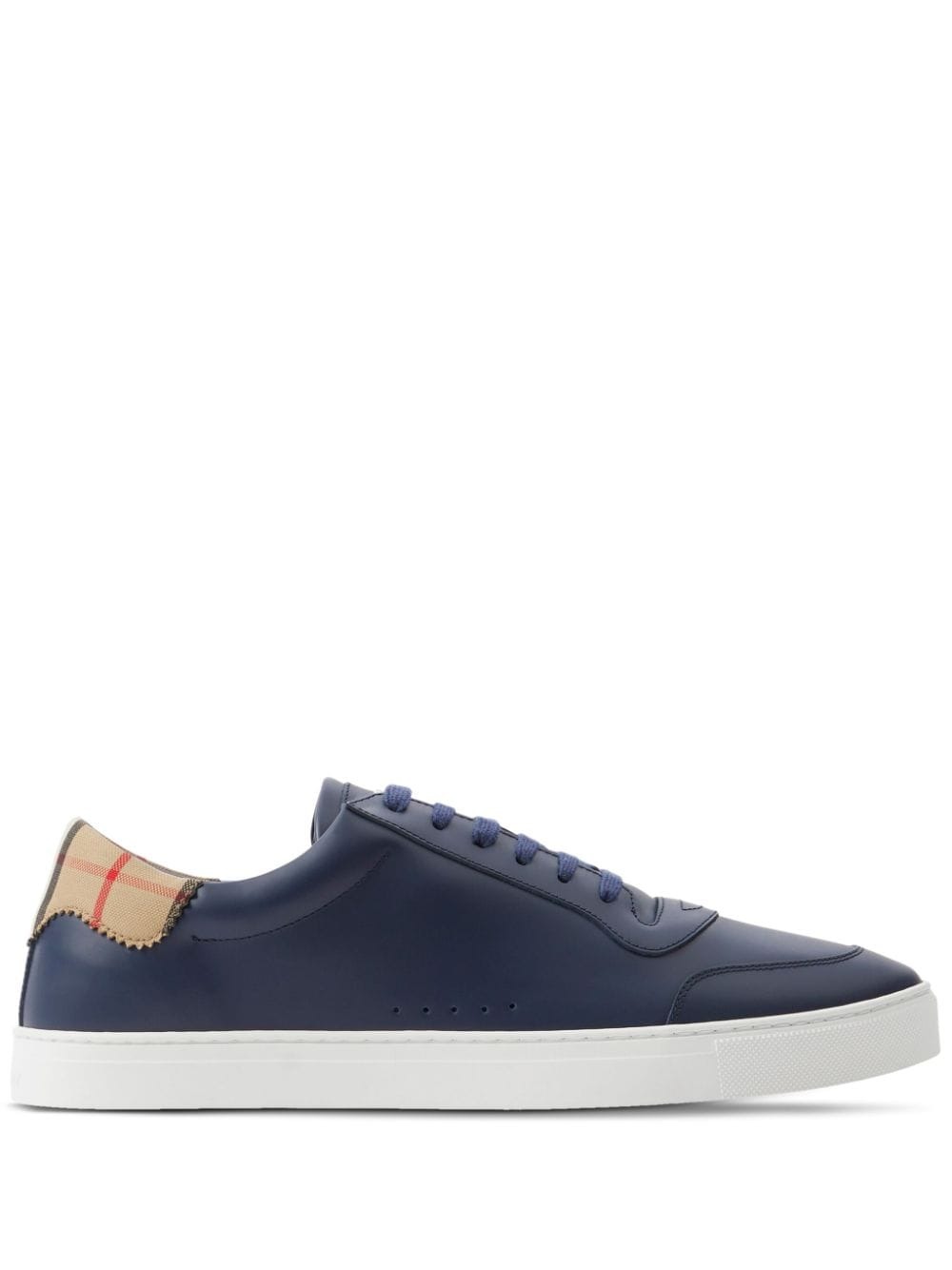 Burberry Men's Navy/Arch Beige Robin Checked Leather Sneakers, Brand ...