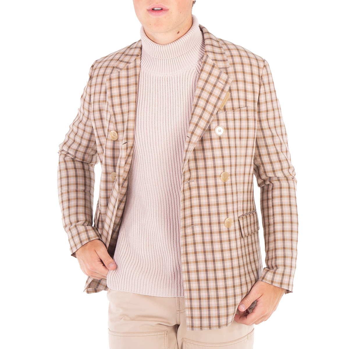 Burberry Men's Soft Fawn Gingham Wool Tailored Blazer, Brand Size 48S ...