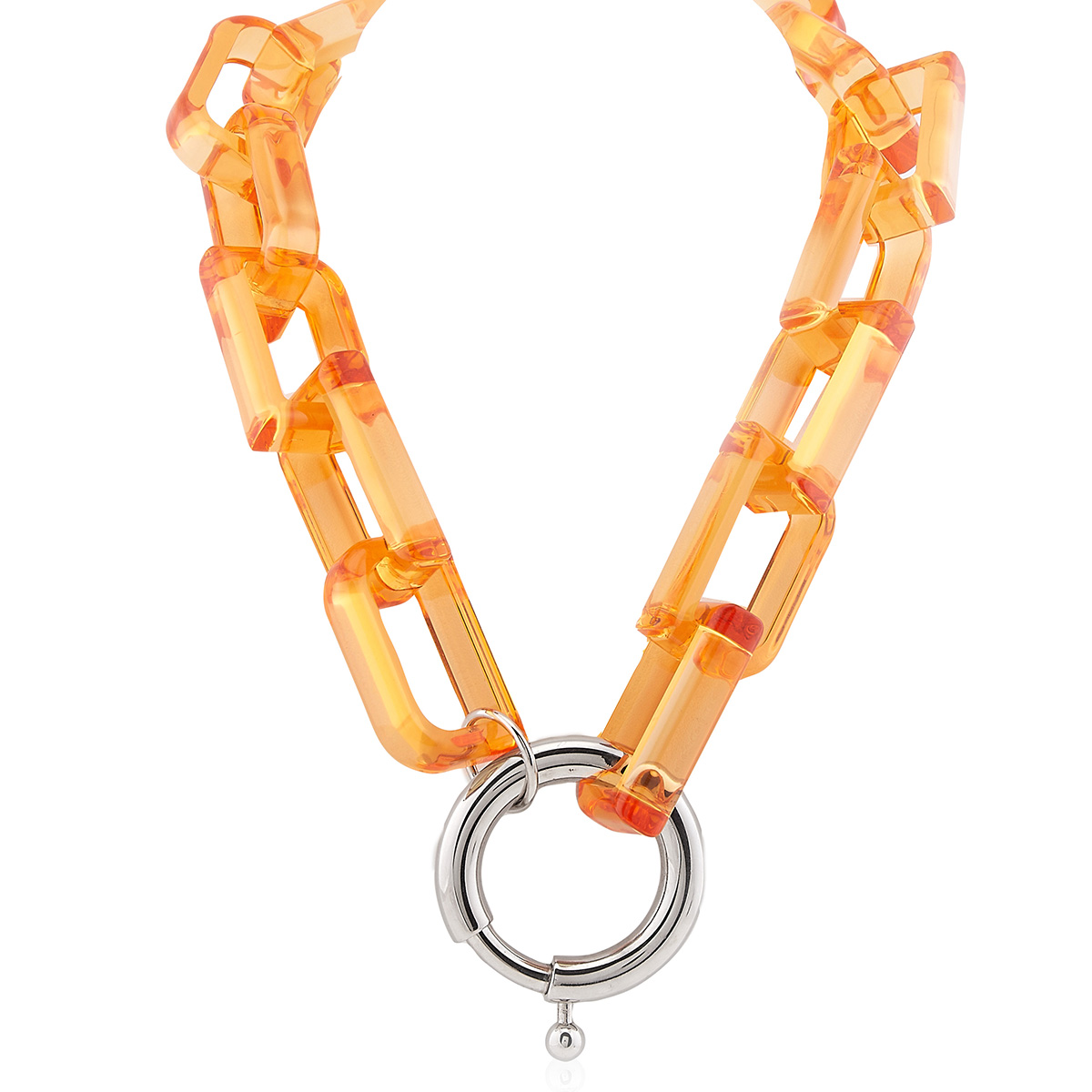Burberry Palladio/Orange Palladium-plated Clasp Chain-link Necklace ...