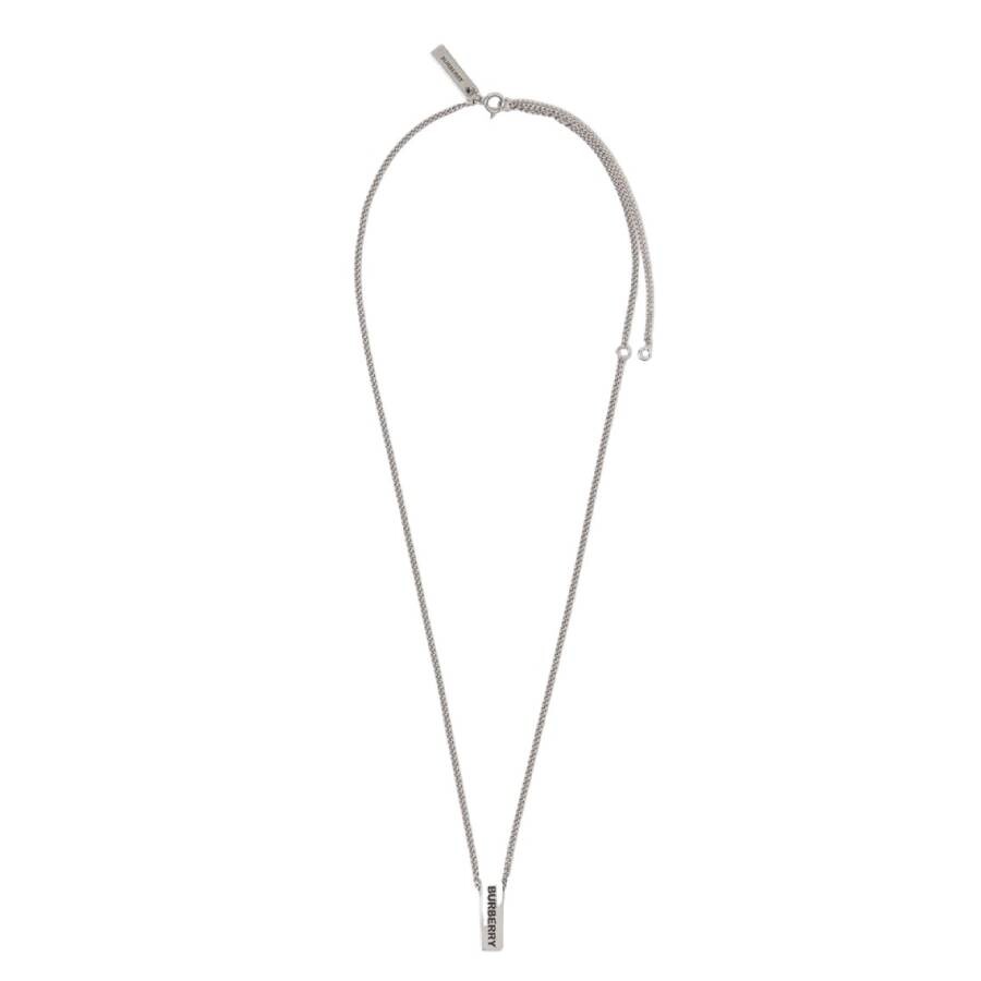 Burberry Palladium-Plate Engraved Logo Adjustable Necklace 8066747 ...