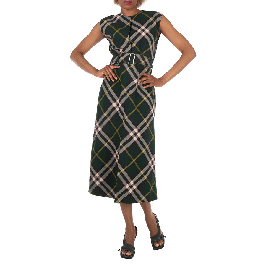 Burberry Sleeveless Nova Check Pattern Midi Dress, Brand Size 10 ( US ...