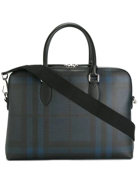 Burberry Slim Navy and Black Checked Briefcase 3996218 5045490932504 ...
