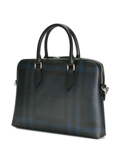 Burberry Slim Navy and Black Checked Briefcase - Burberry - Handbags ...