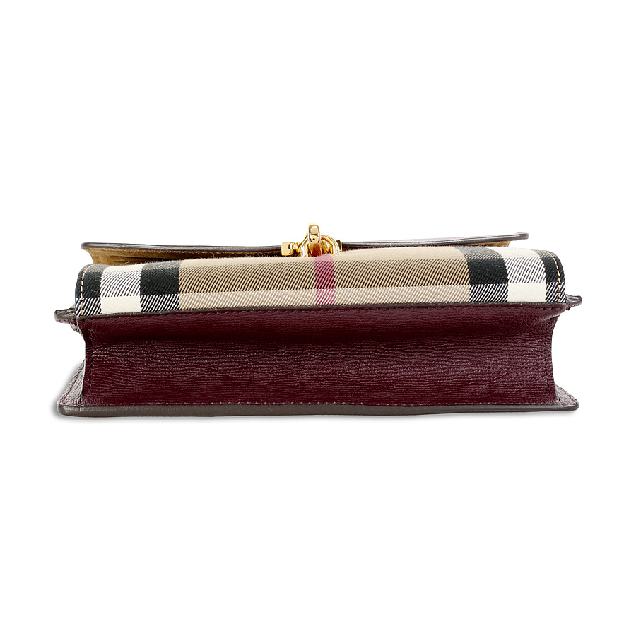 Burberry Small Leather House Check Crossbody Bag Mahogany Red – Bag Poster