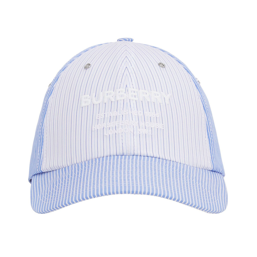 Burberry Striped Horseferry-Motif Cotton Baseball Cap, Size Large ...