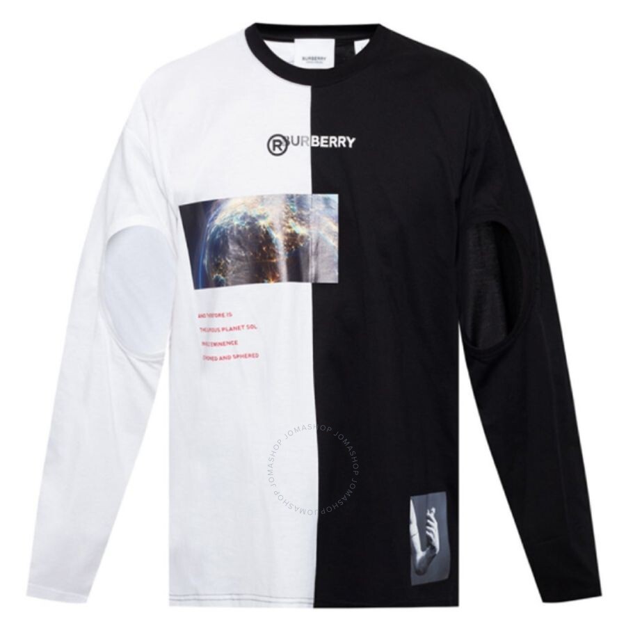 Burberry Winlow Cut-out Sleeve Cotton Oversized Montage Print Shirt ...