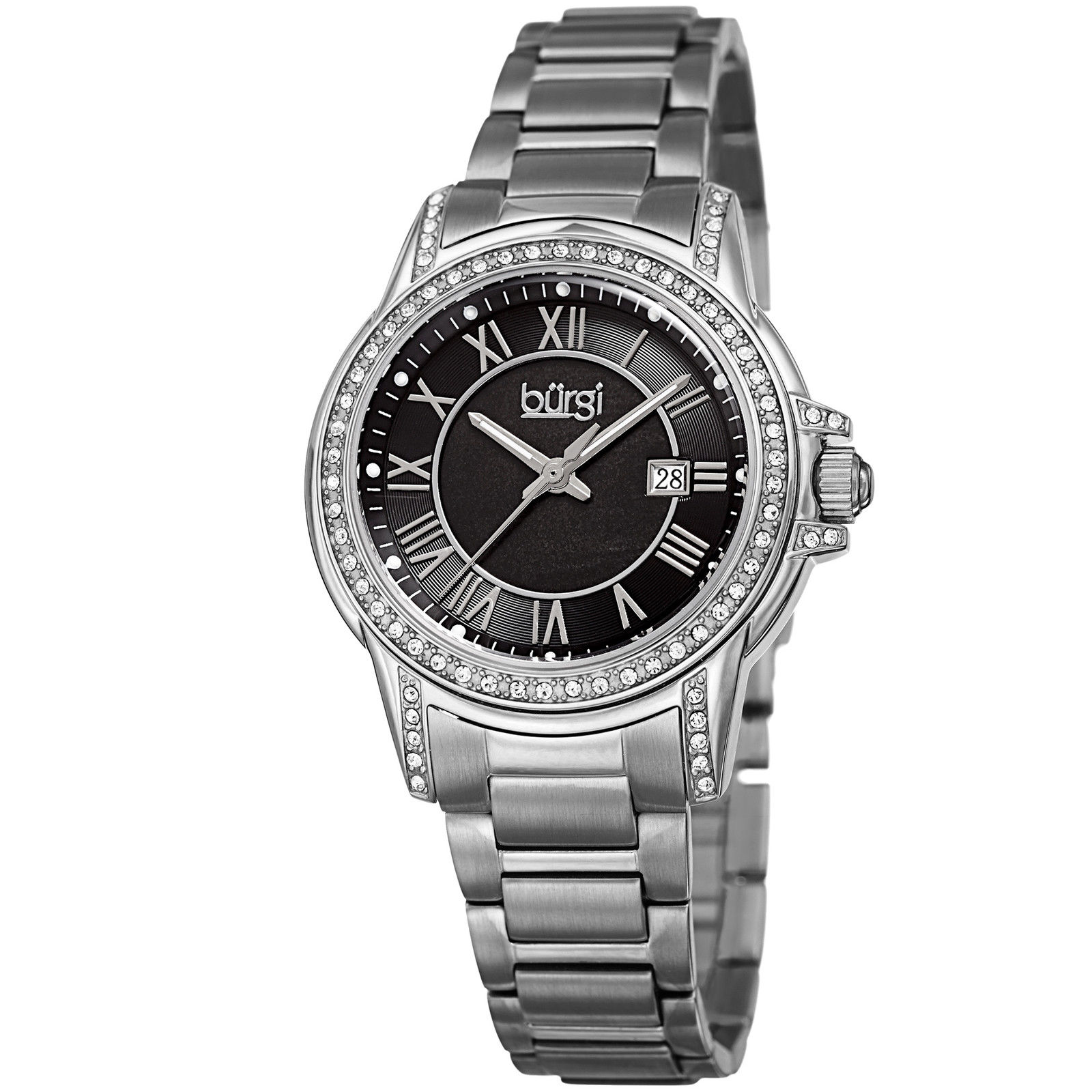 Burgi Black Dial Ladies Quartz Watch BUR168SSB 848572096911 - Watches ...