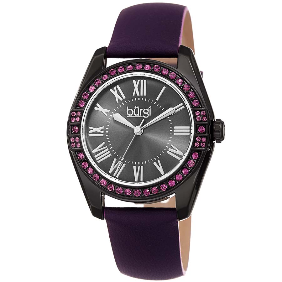 Burgi Black Dial Ladies Watch BUR206PU 842106117981 - Watches - Jomashop